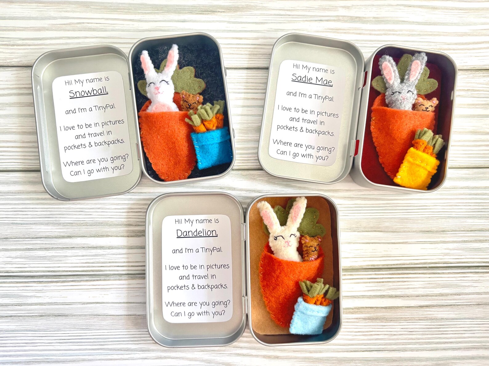 Felt Bunny Rabbit Playset Traveling Toy - Tinypal (multiple Options) - Etsy