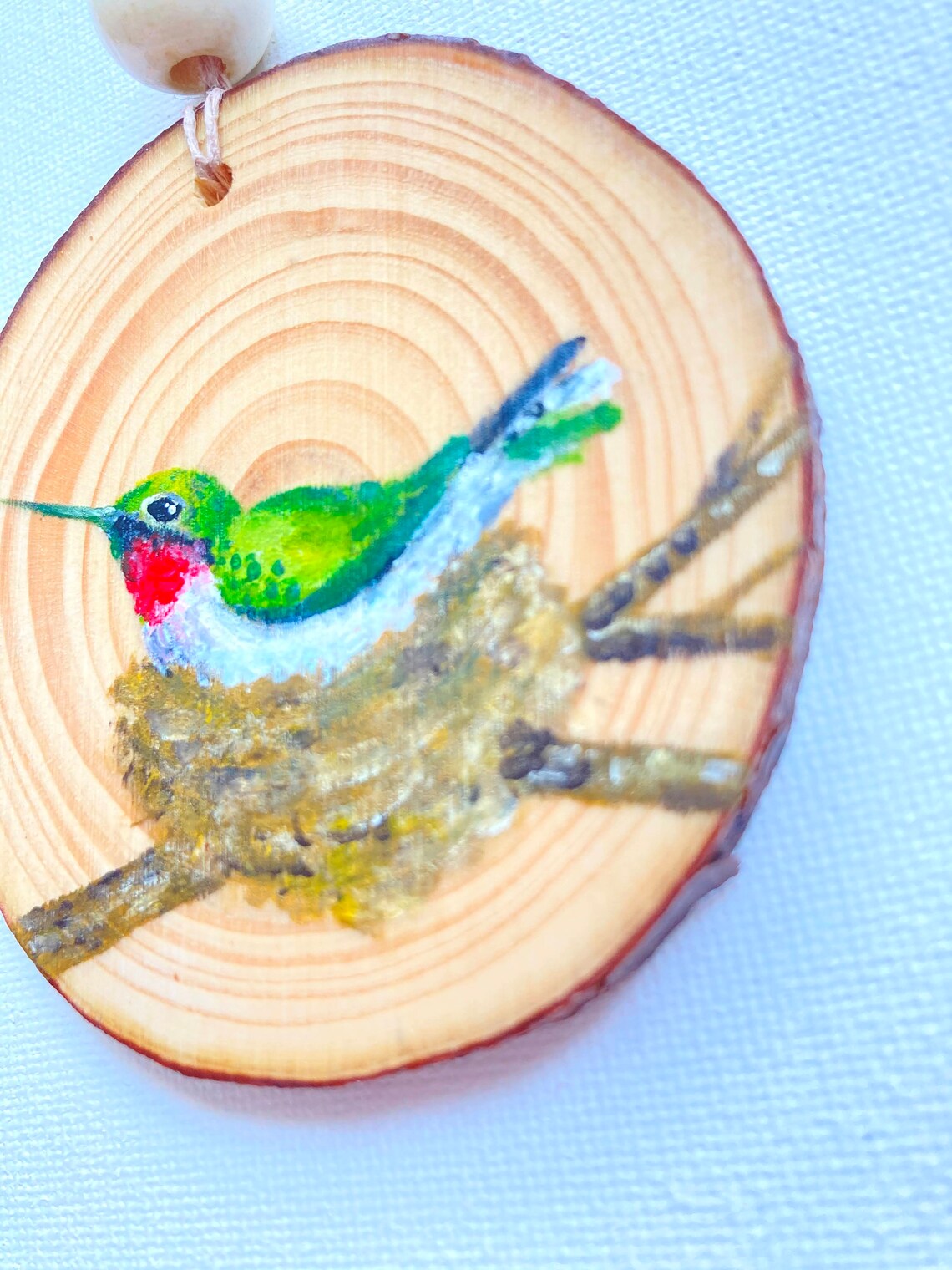 Ruby-throated Hummingbird Wood Slice Ornament - Etsy