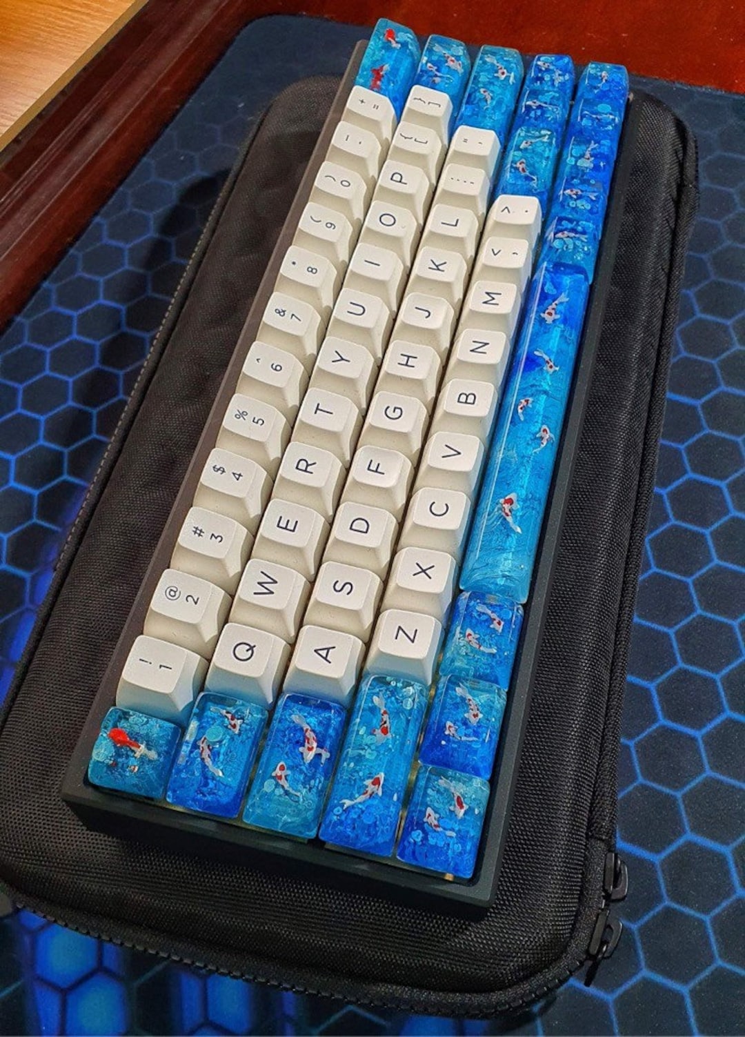 Blue Keycaps Set Full, Artisan Keycaps Koi Fish, Custom Keycaps SA and ...