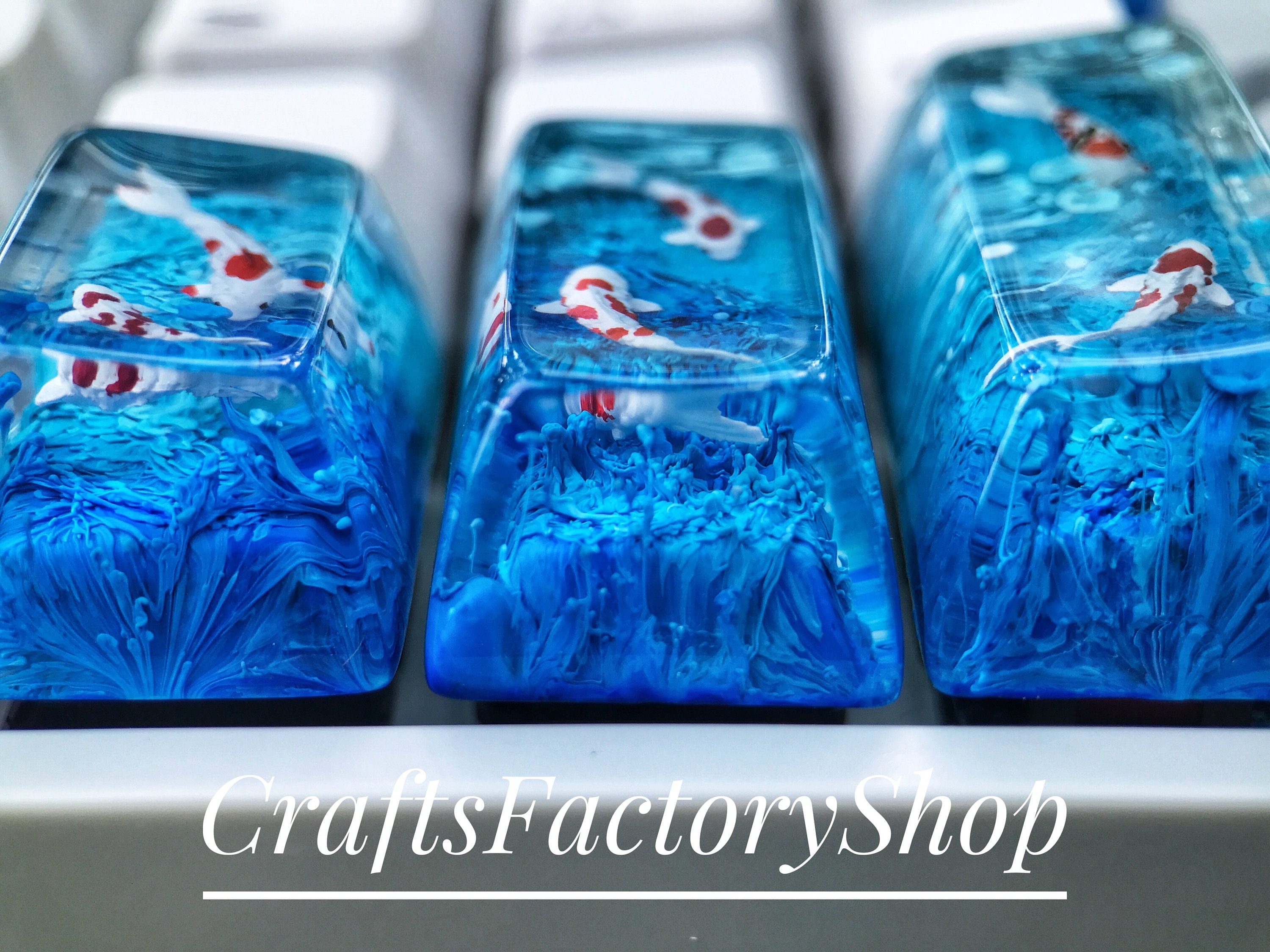 Blue Keycaps Set Full Artisan Keycaps Koi Fish Custom - Etsy