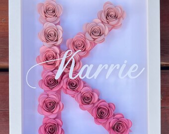 Initial Rose Shadow Box - Etsy