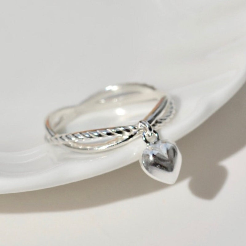 Heart Charm Ring - Etsy