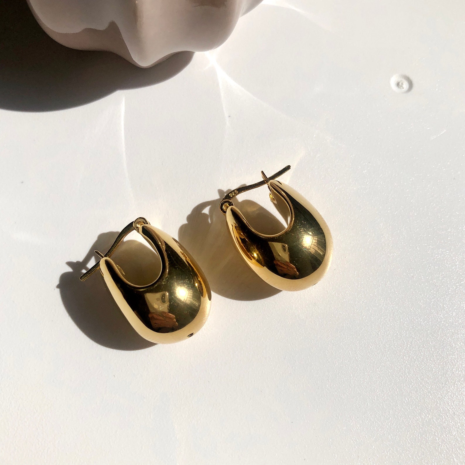 Chunky Gold Hoops, Unique Hoop Earrings, Fat Hoops, Cool Earrings - Etsy