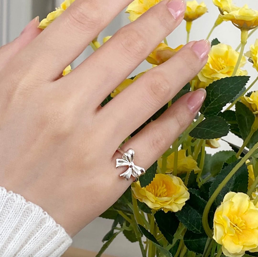 Ribbon Pinky Ring Women, Signet Ring Silver, Baptism Gifts for Girls - Etsy