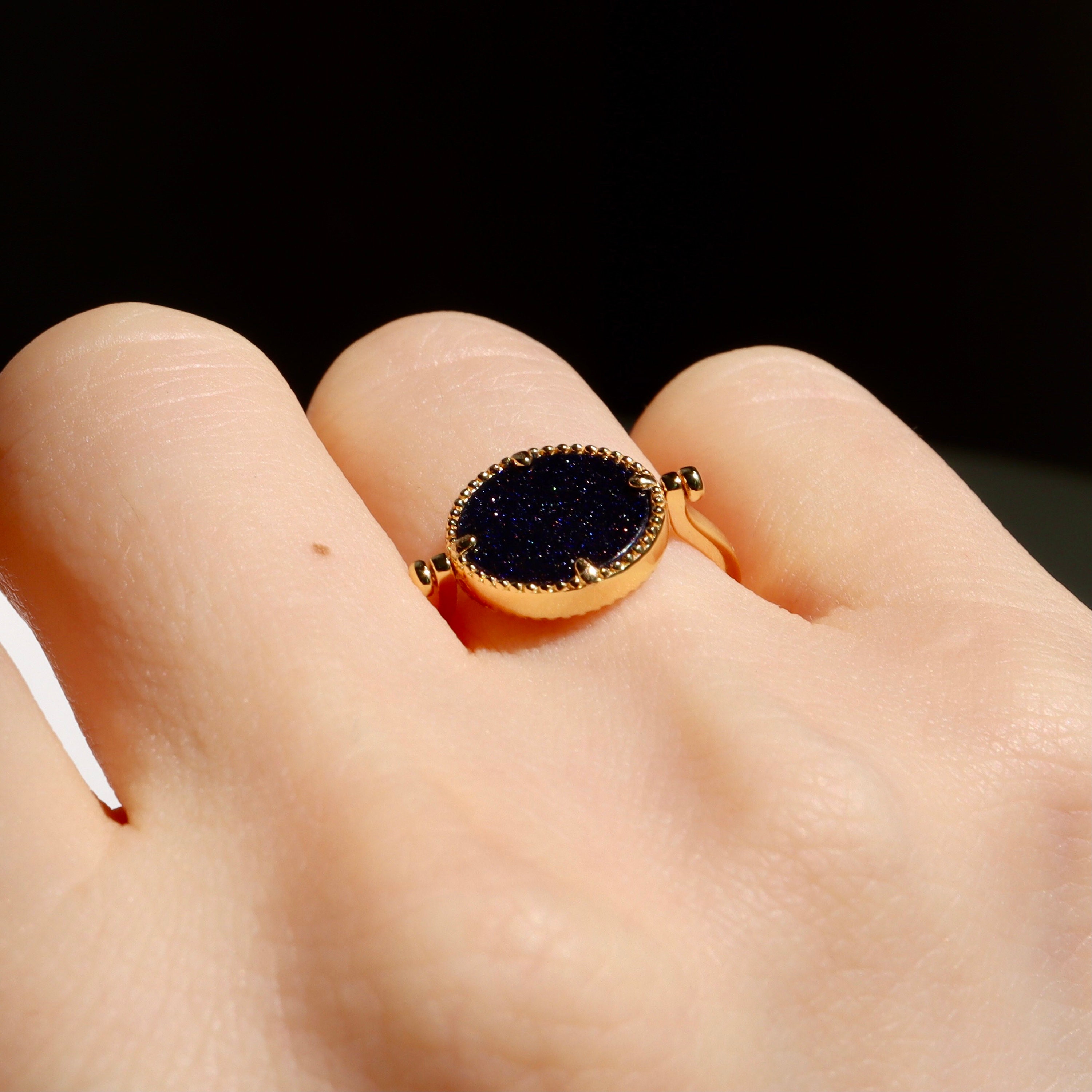 Reversible Ring Flip Ring Sagittarius Ring Blue Sandstone - Etsy