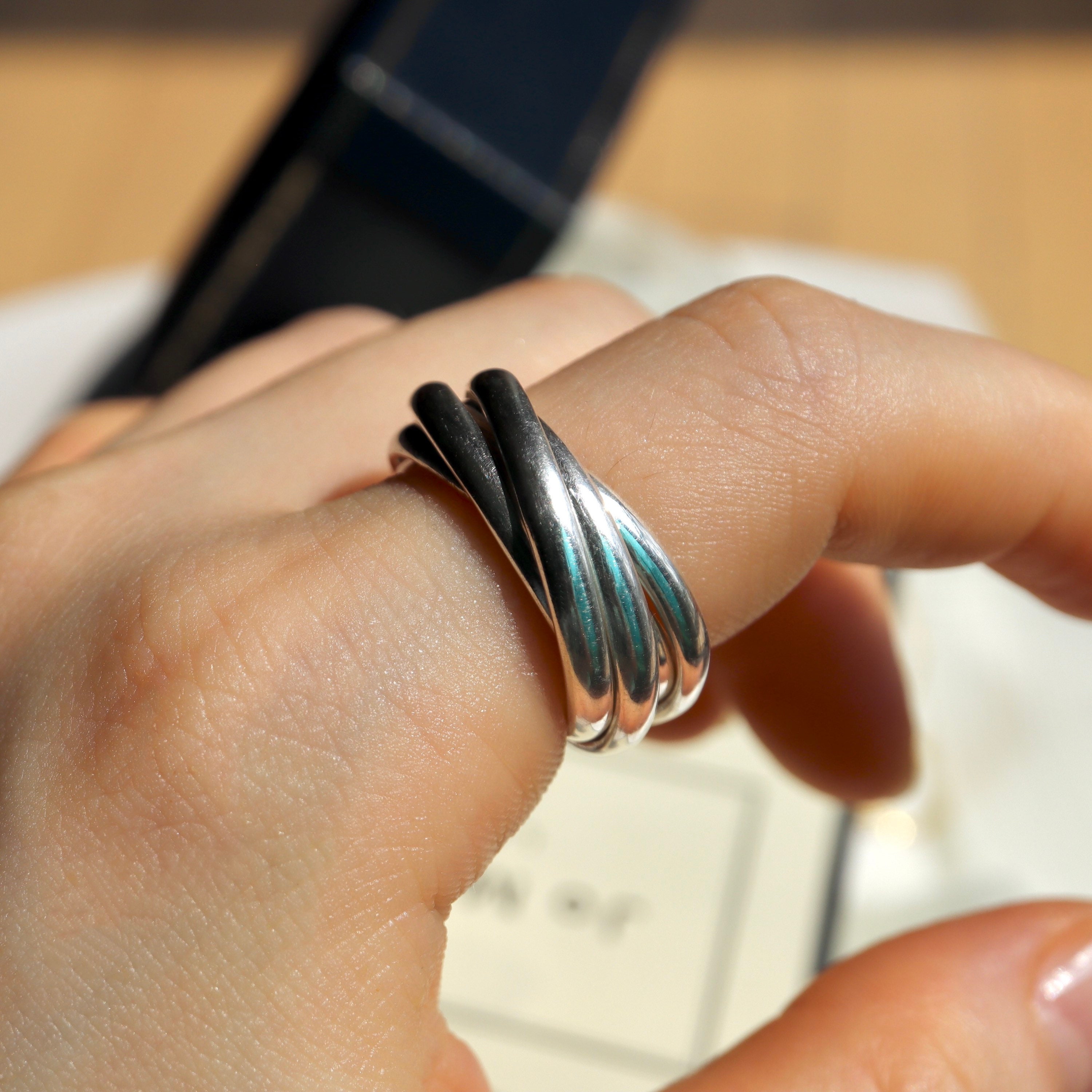 Cool Rings Interlocked Ring Five Rolling Ring Multi Band - Etsy UK