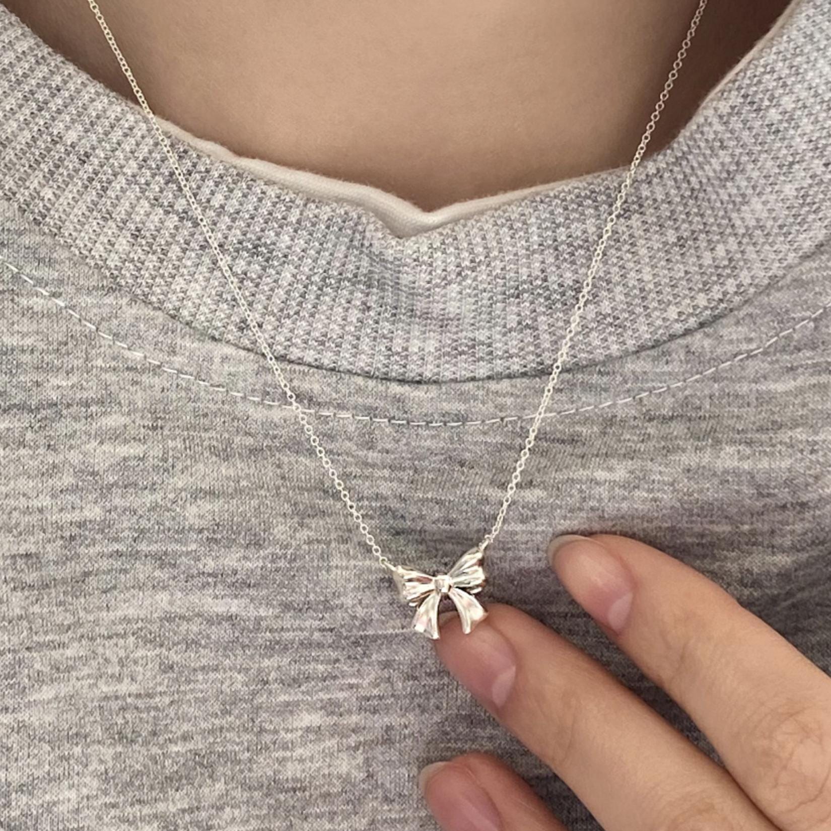 Bow Necklace, Ribbon Necklace With Pendant - Etsy
