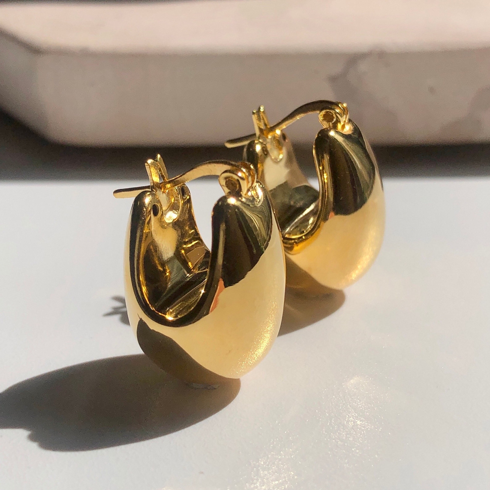 Chunky Gold Hoops, Unique Hoop Earrings, Fat Hoops, Cool Earrings - Etsy