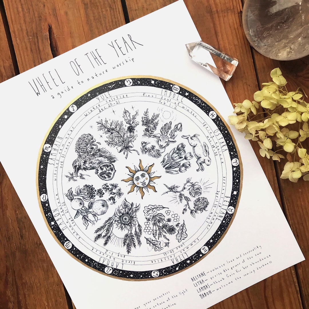 Wheel of the Year Art Print // Celtic Calendar // Pagan Folk ...