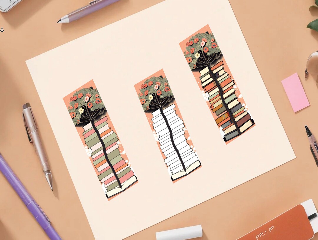 Bookmark / Booktracker. Printable. Tree - Etsy