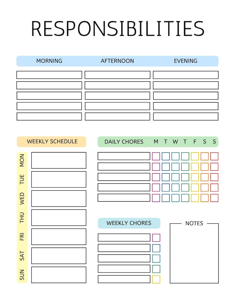 Kid's Chore Chart Bundle: Responsibility & Behavior (printable) - Etsy