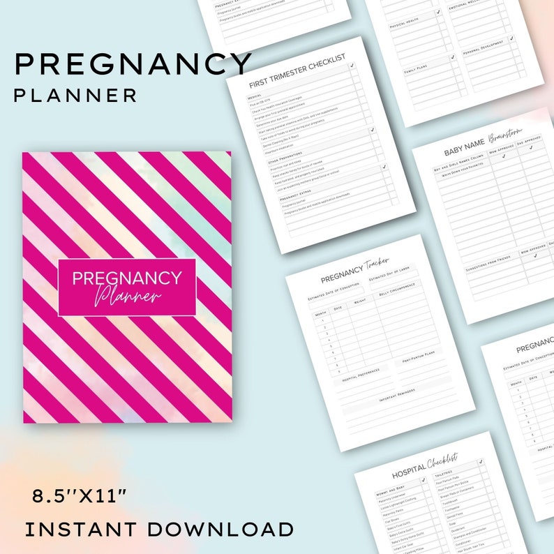 Pregnancy Planner Printable: Trimester Checklist & Baby Name Brainstorm ...
