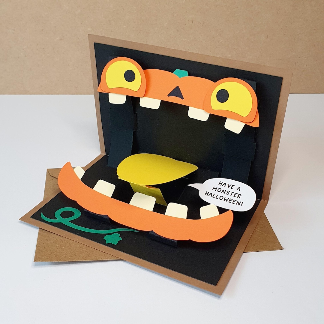 Jack-o'-lantern Pumpkin Mimic Monster Pop-up Card - Animated Greeting ...