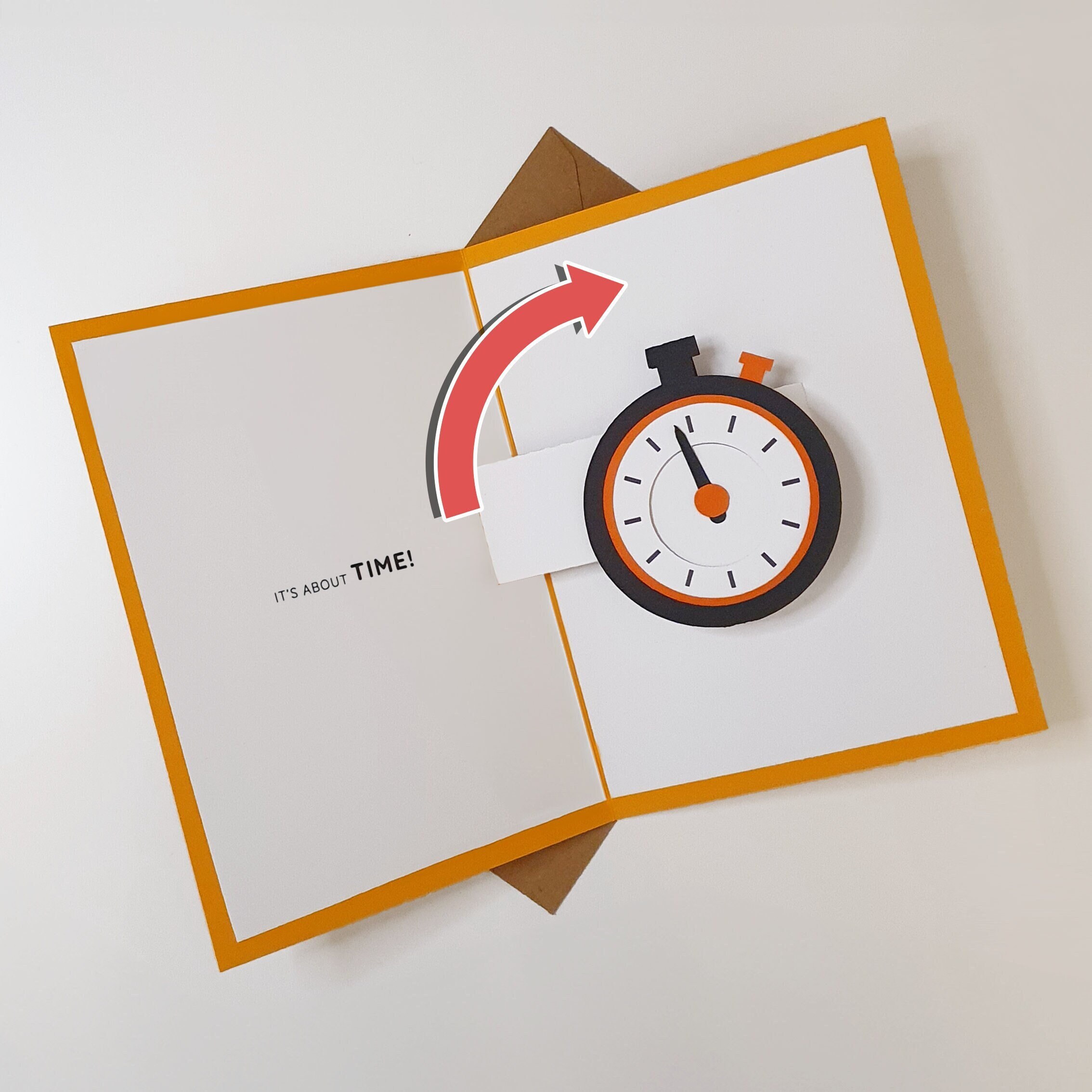 It's About Time Pop-up Card - Animated Stopwatch - Escape Room Inspired ...