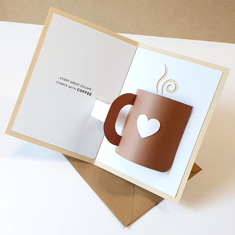 Coffee Mug Pop-up Card - Animated Escape Room Inspired Greeting Card - Etsy