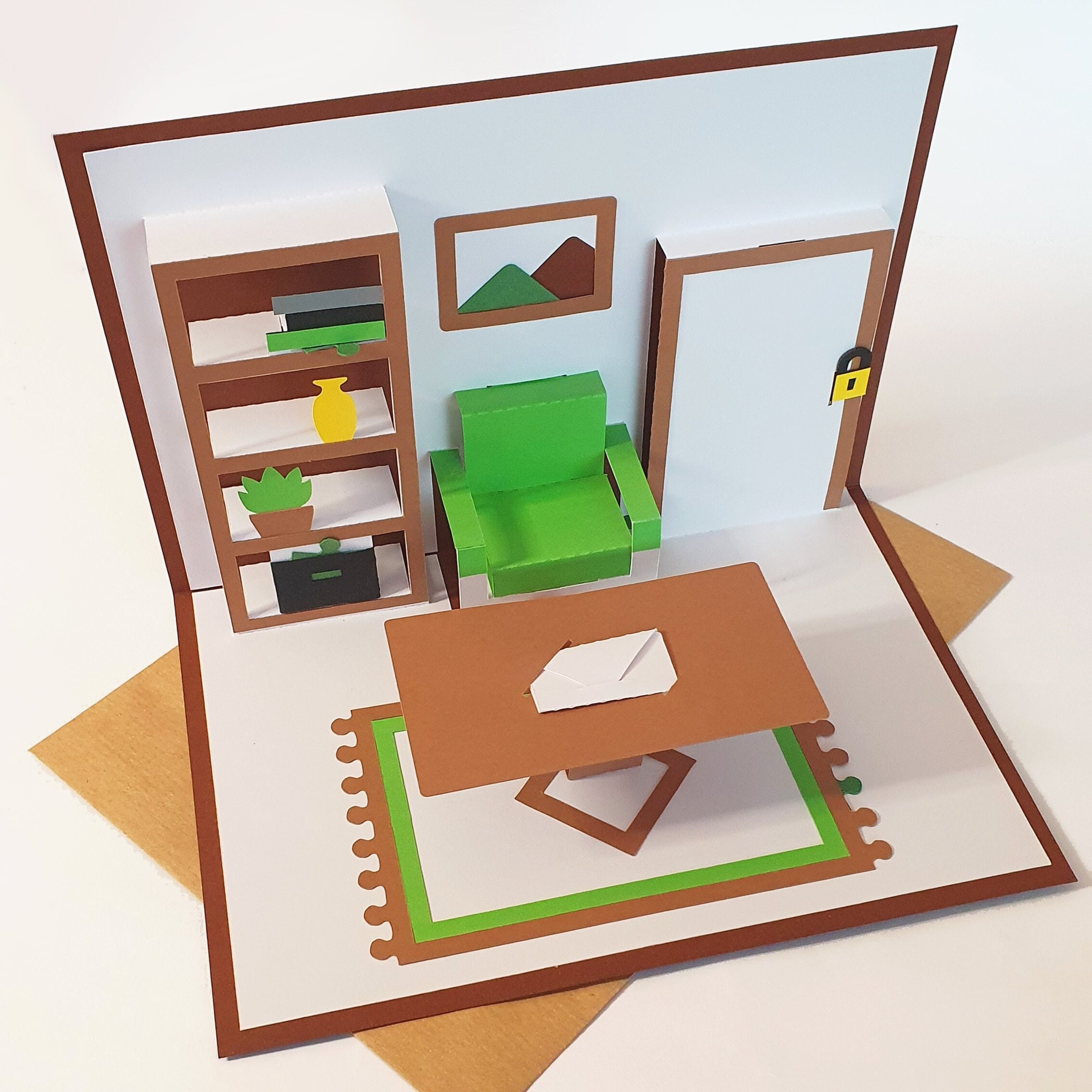 Escape Room Pop-up Greeting Card With Jigsaw Puzzle Living Room - Etsy