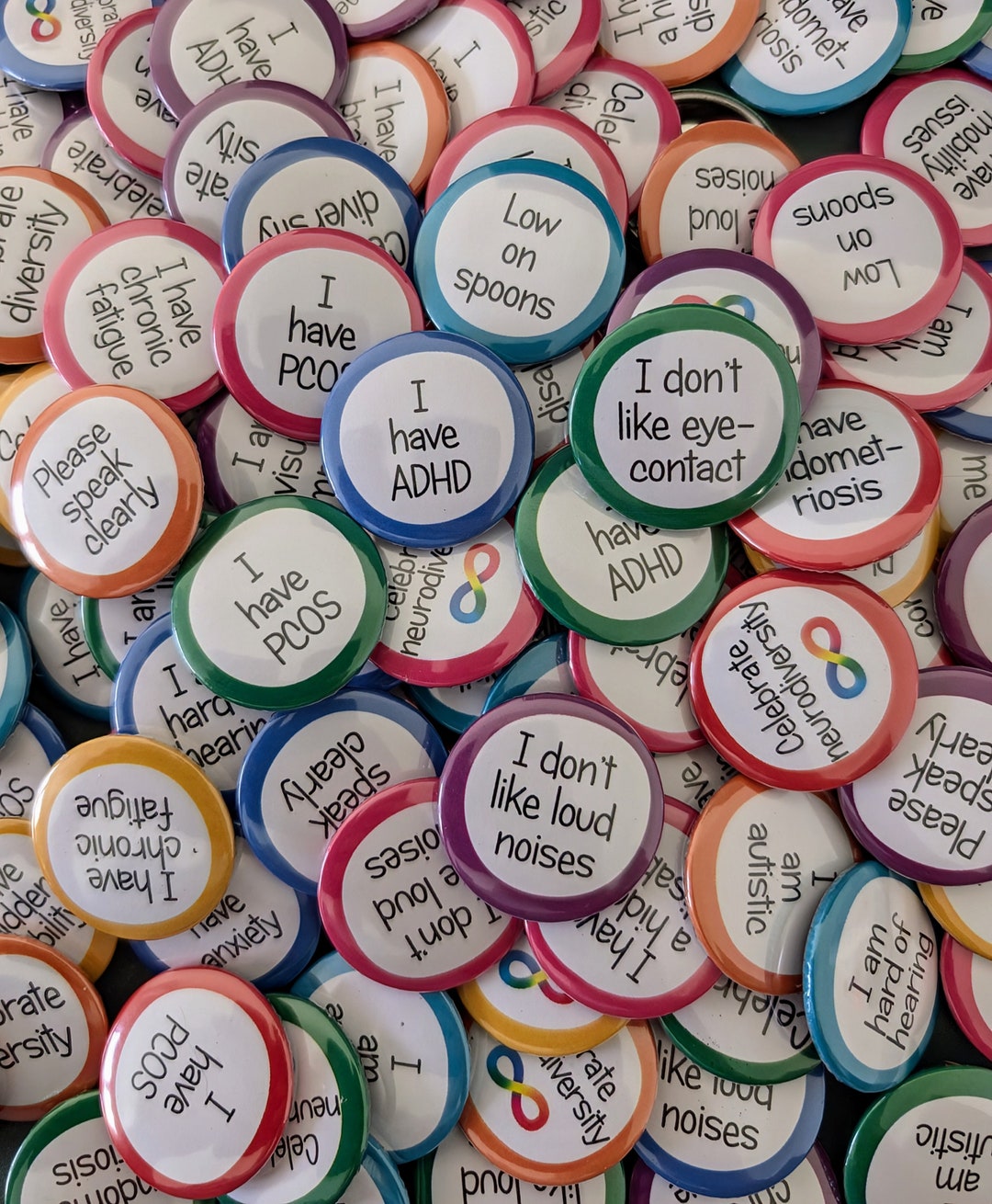 Bulk Neurodiversity and Disability Awareness Pin Badges. 31mm (1.25 ...