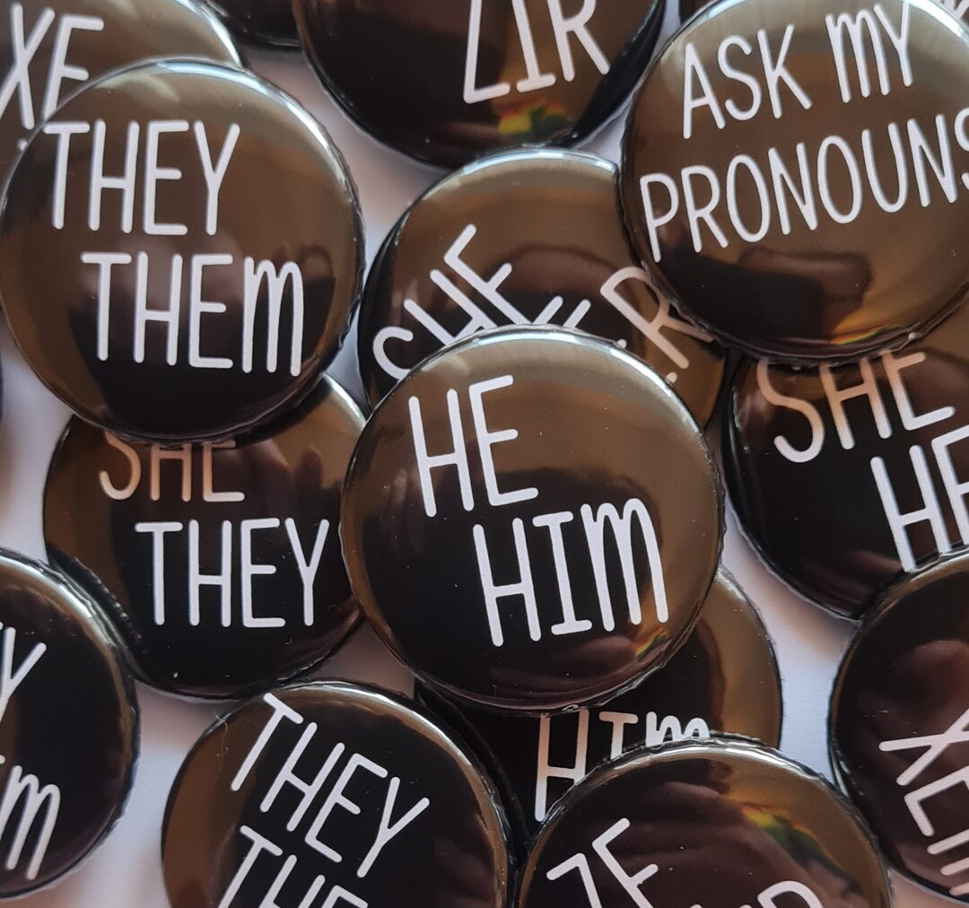 Bulk Pack of Black and White Pronoun Pins 1.25 Inch/31mm Your Choice of ...