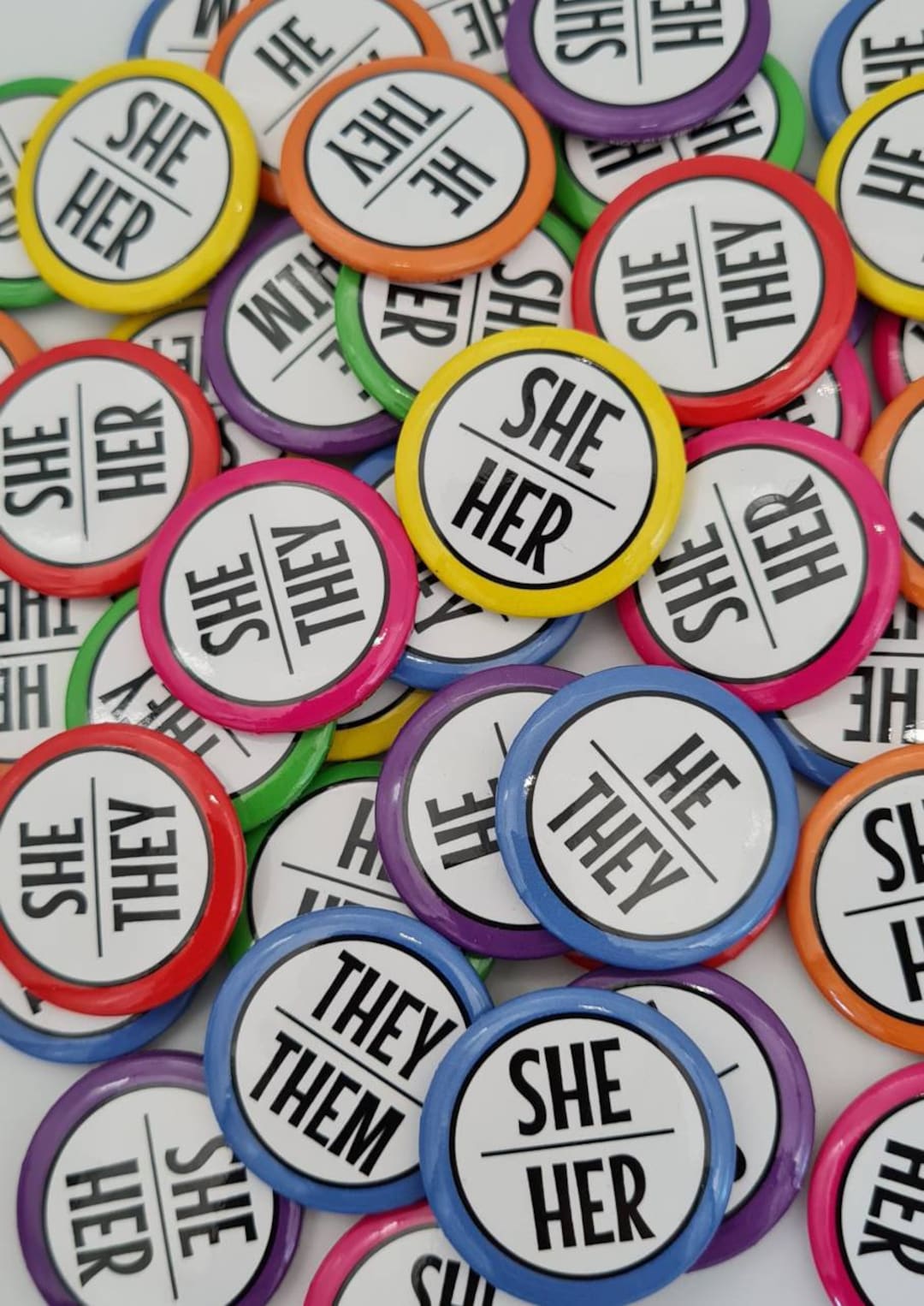 Bulk Pack of Pronoun Pins (1 Inch/25mm) - Your Choice of Pronouns - Etsy UK