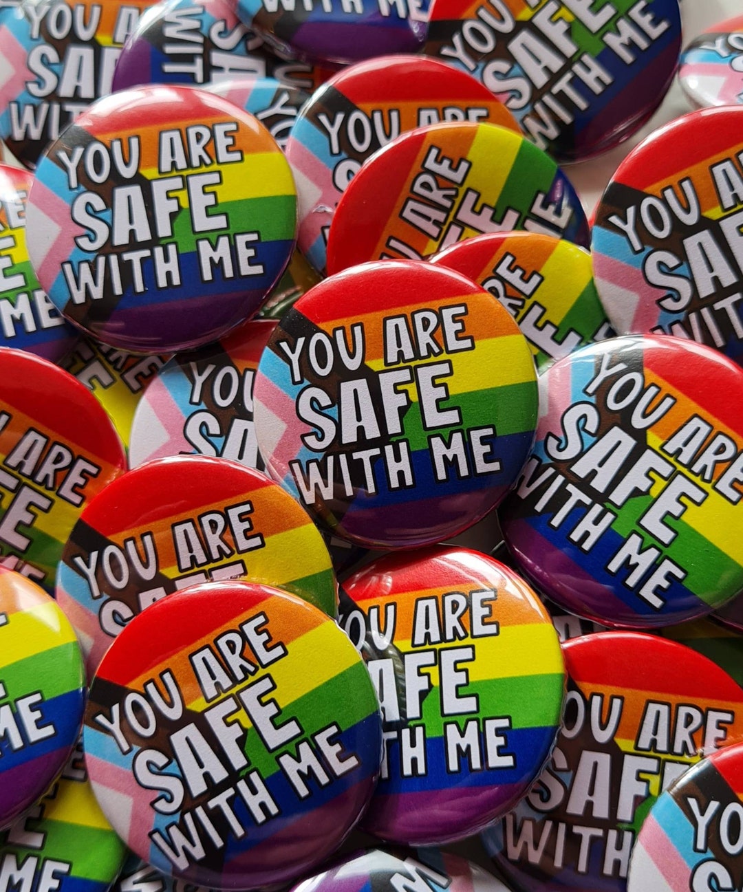 Bulk Pack You Are Safe With Me Pin Badges. 1.25 Inches 32mm Diameter ...