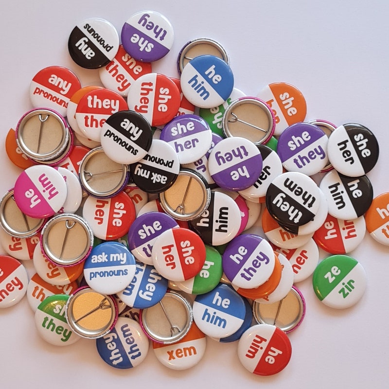 Pronoun Pin - Etsy