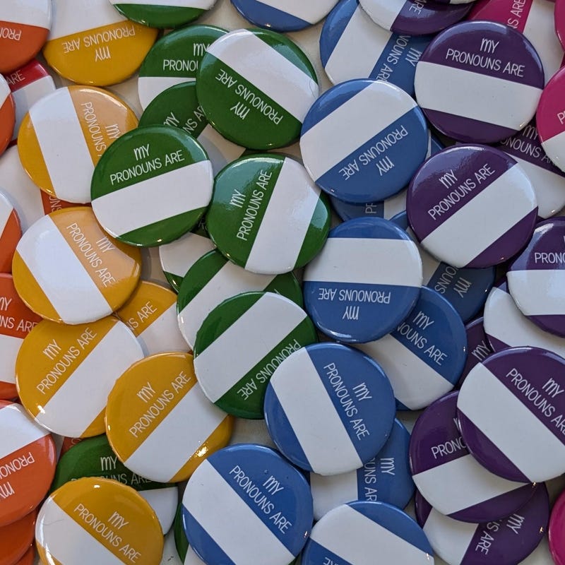 Pride Pronoun Pin Ally - Etsy