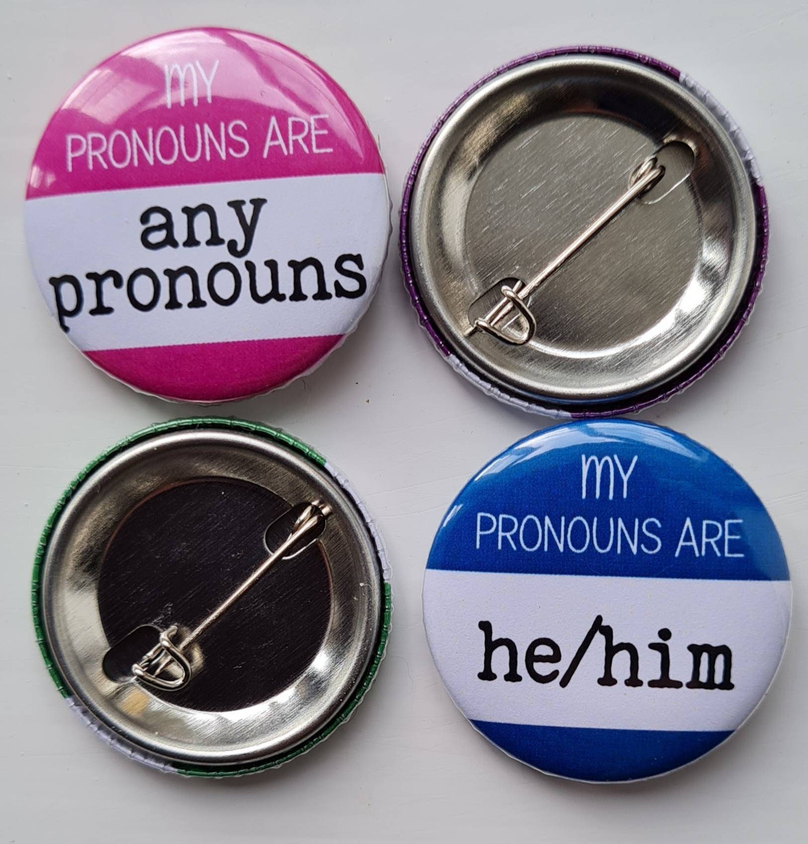 Bulk Pronoun Pin Badges. 1.25inch/31mm Diameter. Fully Customisable ...