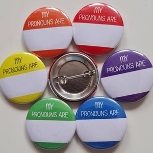 Bulk Pack Blank Pronoun Pins. 1.25 Inches 32mm Diameter. Customisable. My Pronouns Are. Multiple ...