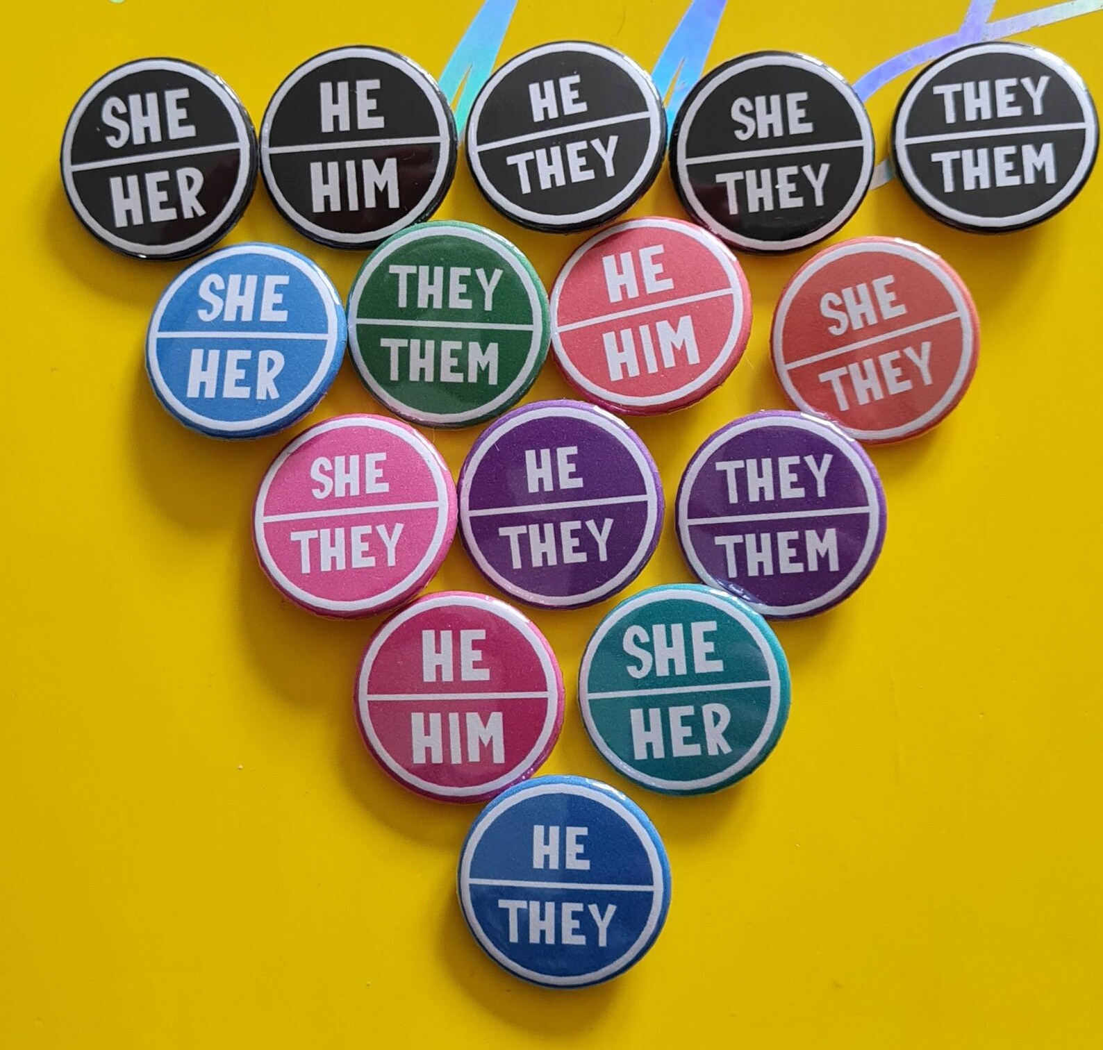Bulk pack of pronoun badges 25mm your choice of pronouns | Etsy