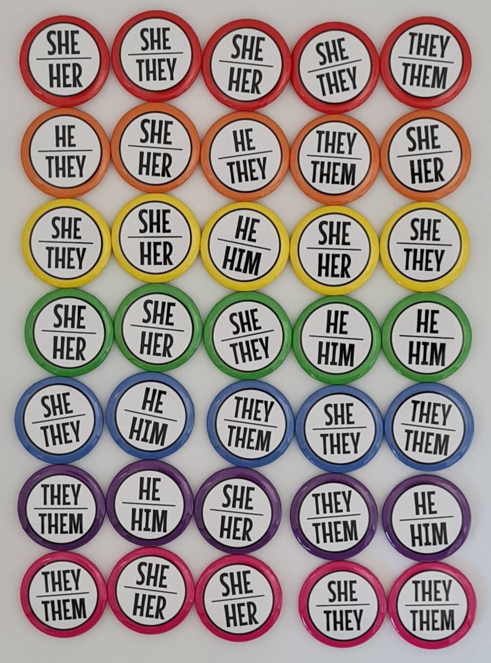Bulk Pack of Pronoun Pins (1 Inch/25mm) - Your Choice of Pronouns - Etsy