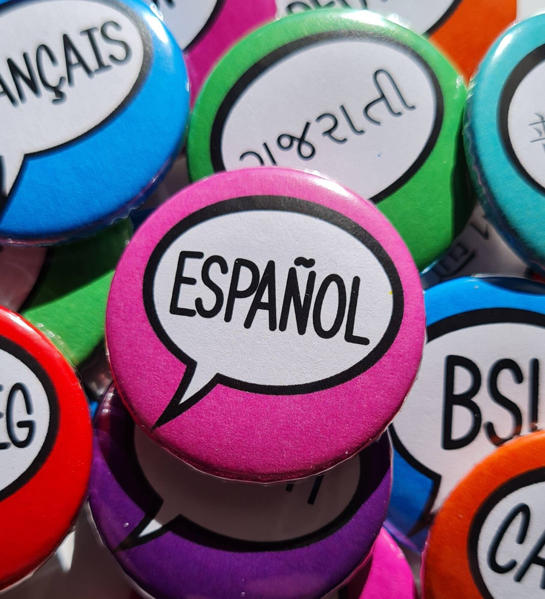 Bulk Language Pins Button Badges. Francais Espanol Cymraeg. - Etsy UK