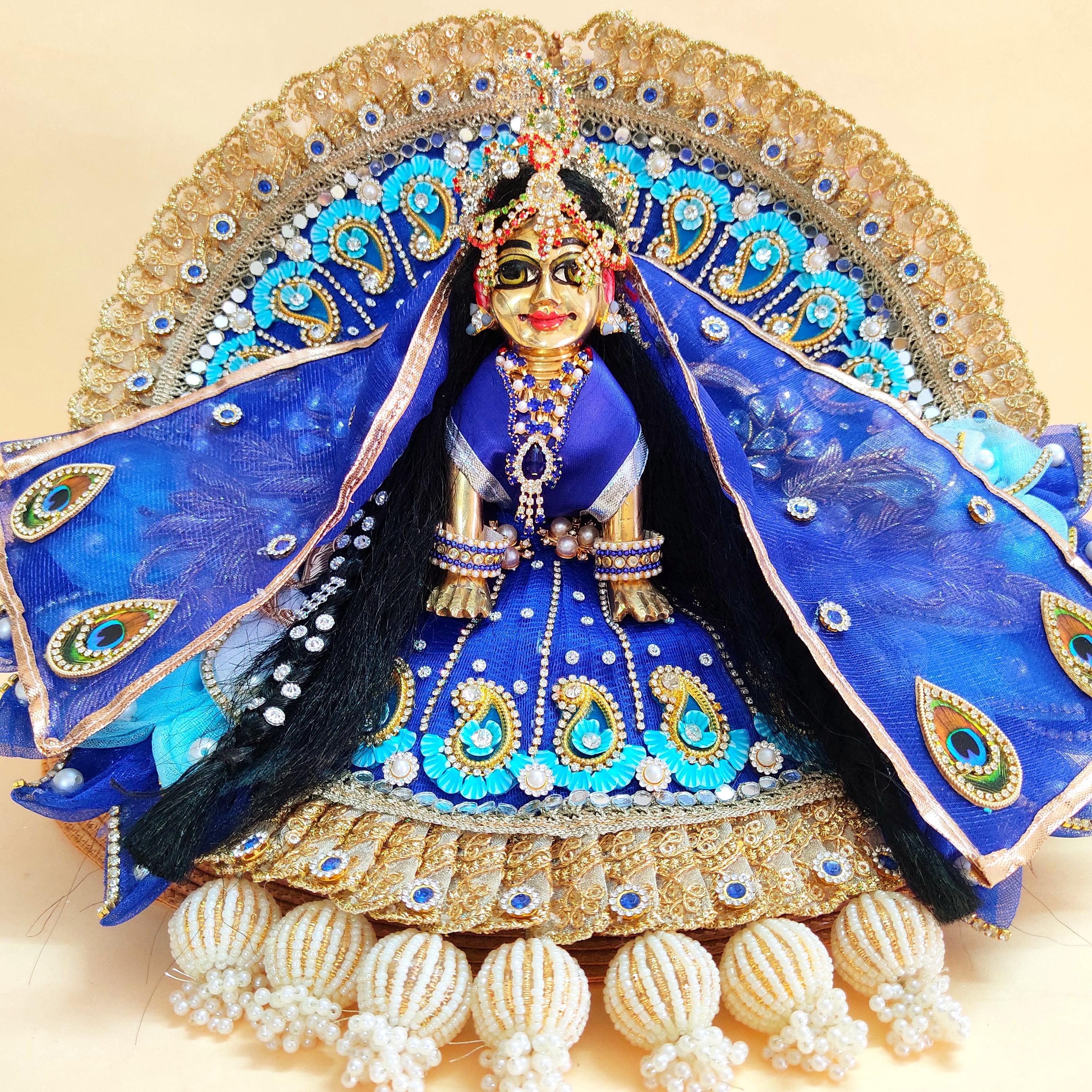 Royal Blue Laddu Gopal Poshak With Mukut, Krishna Outfit, Thakur Ji ...