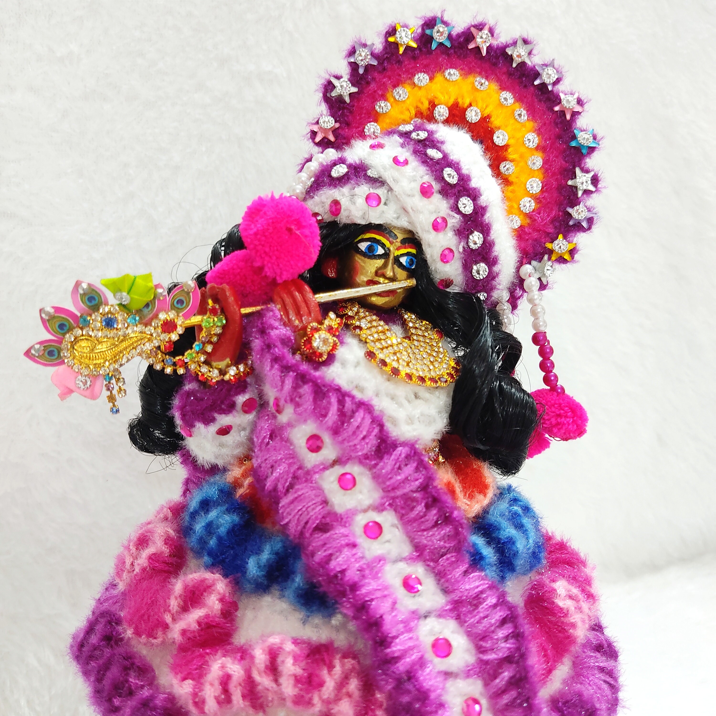 Multi Color Krishna Dress Costume - Winter Outfit With Dhoti, Mukut ...