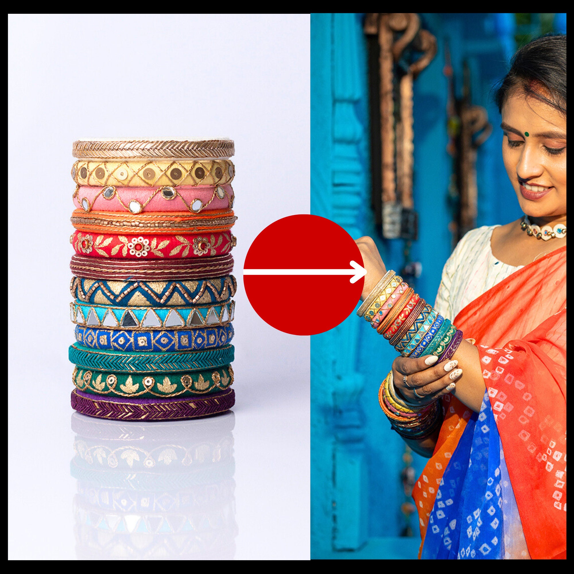 Customize Indian Bangles Set, Indian Bangles, Wedding Jewelry, Mirror ...