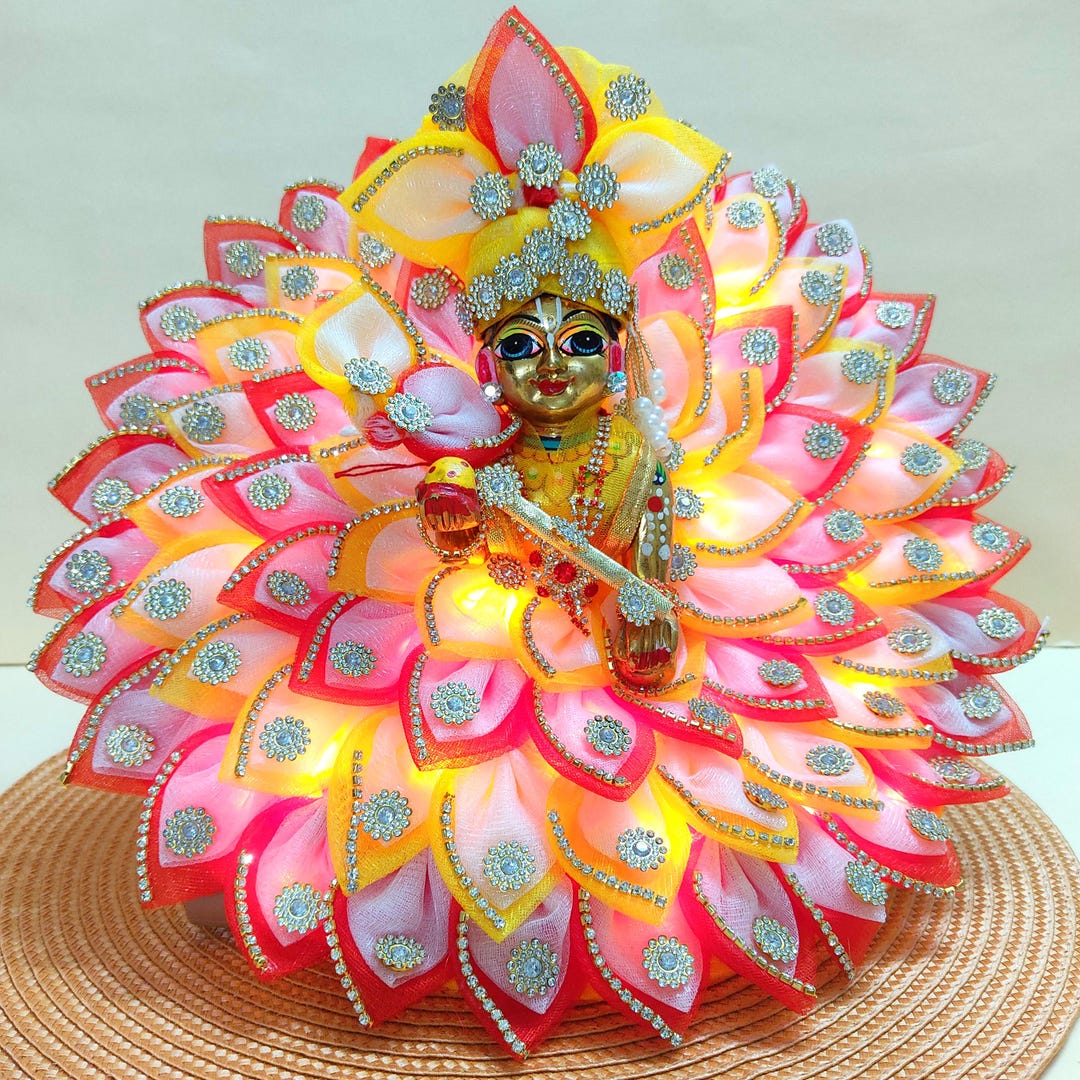 LED Light Kanha Ji Poshak, Red & Yellow Laddu Gopal Dress - Etsy
