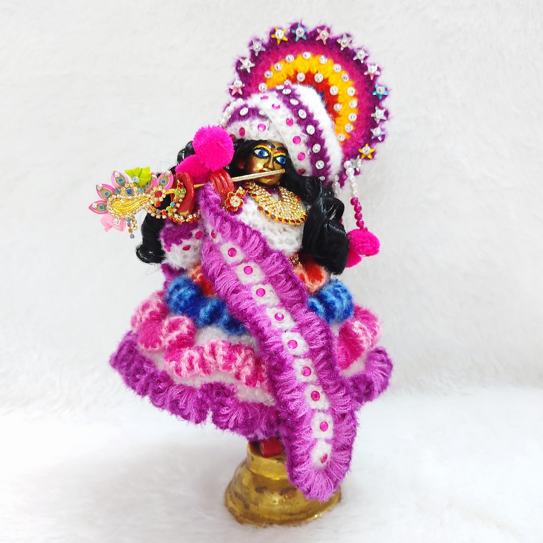 Multi Color Krishna Dress Costume - Winter Outfit With Dhoti, Mukut ...