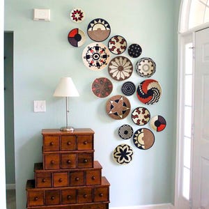 Black Brown Sabai Handwoven Baskets, Boho Wall Decor, African Wicker ...