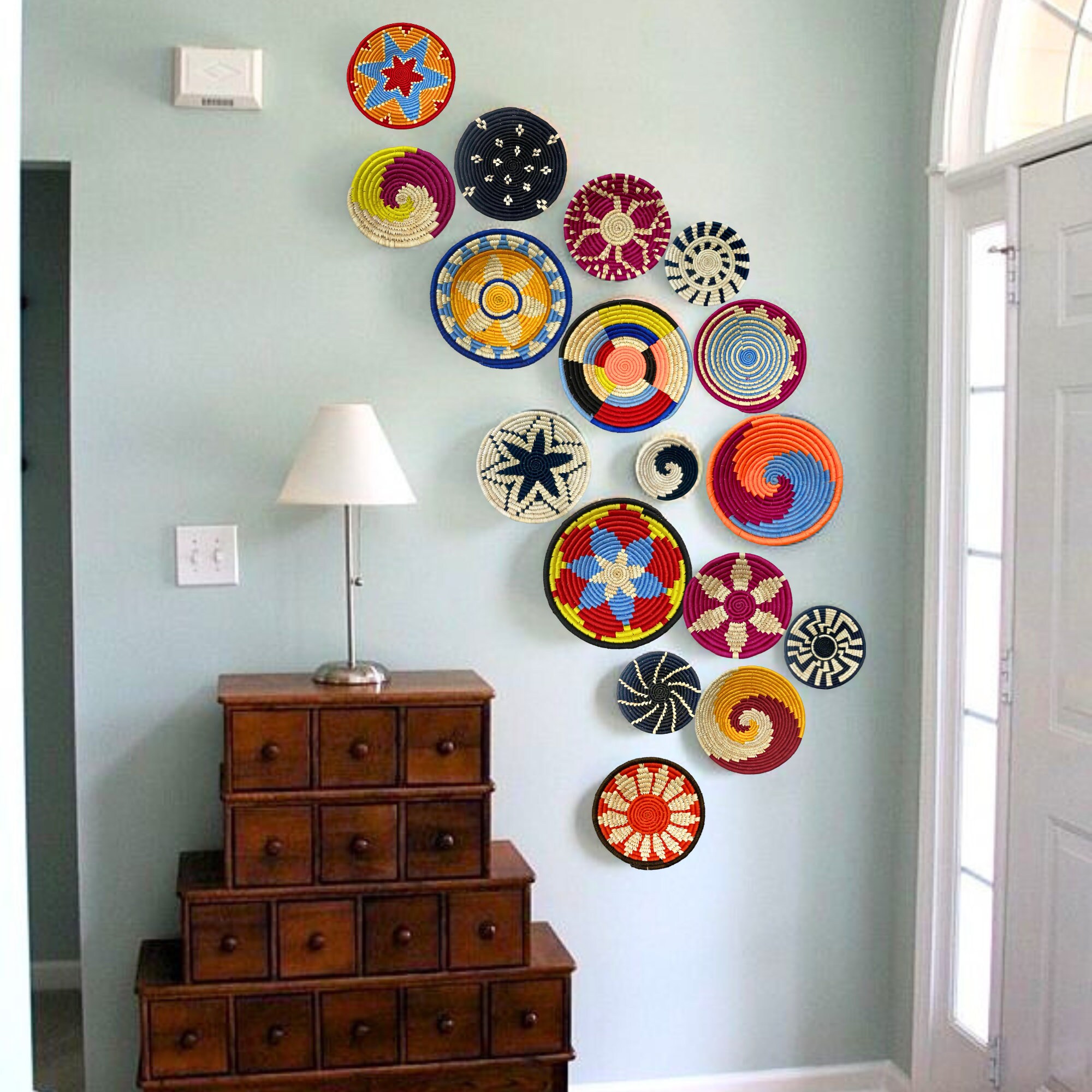 Enchanted Boho Wall Basket Set, 18 Piece African-inspired Woven Decor ...