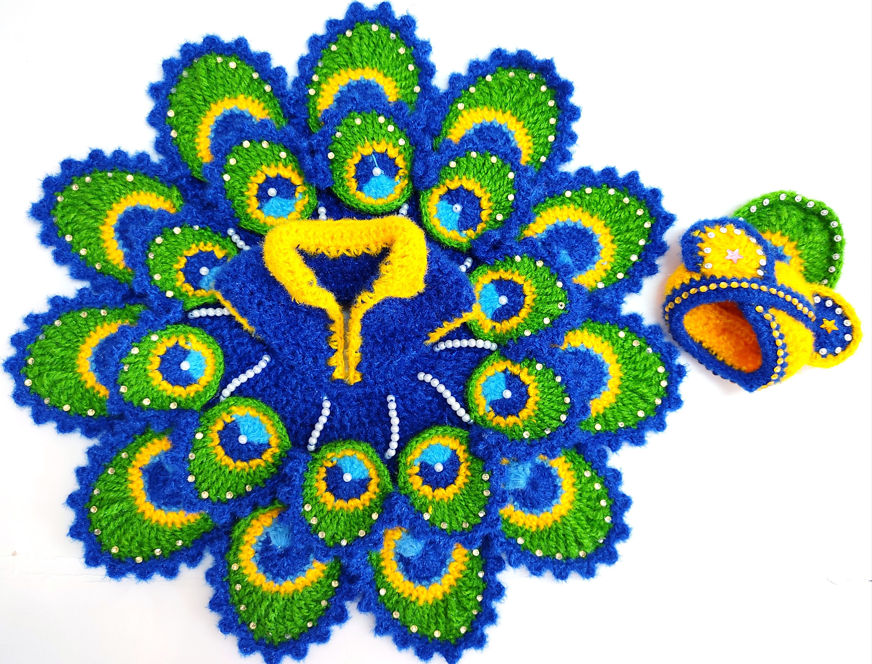 Peacock Feather Dress For Laddu Gopal Laddu Gopal Dress For Size 0 1 2
