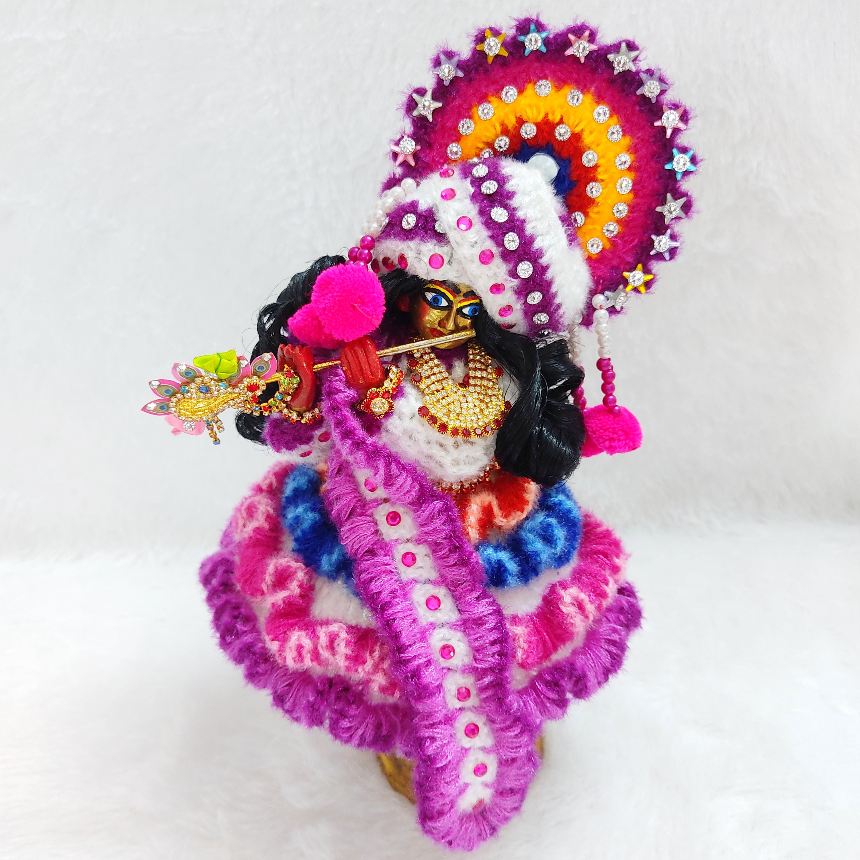 Multi Color Krishna Dress Costume - Winter Outfit With Dhoti, Mukut ...
