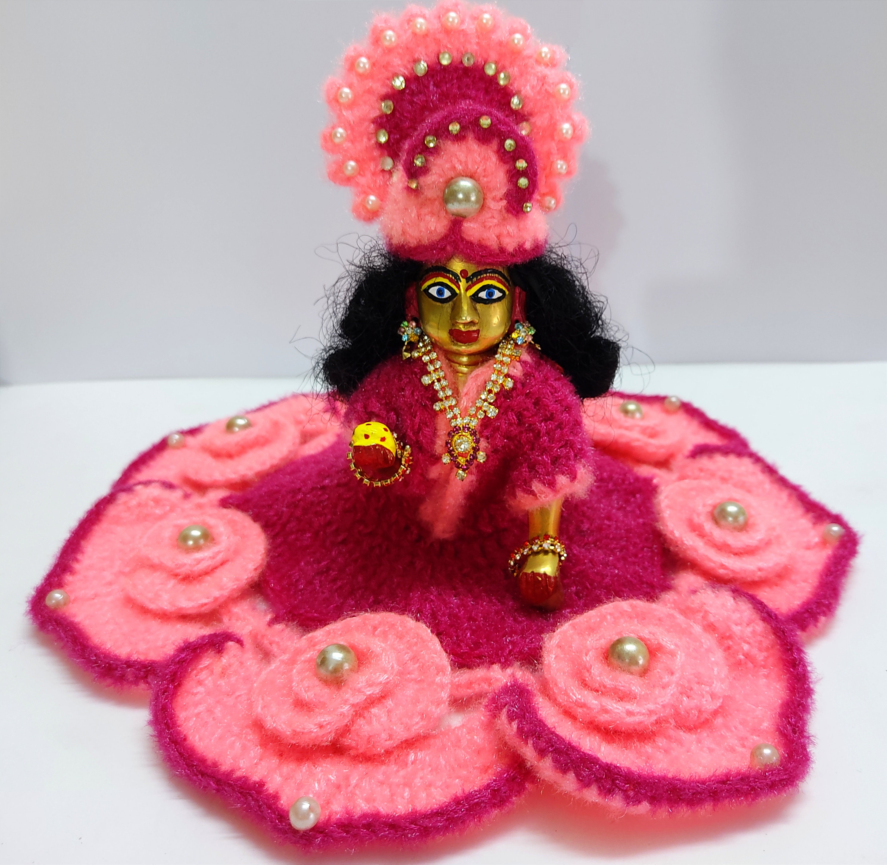 Rose Flower Woolen Dress for Laddu Gopal With Matching Pagdi, Kanha Ji ...