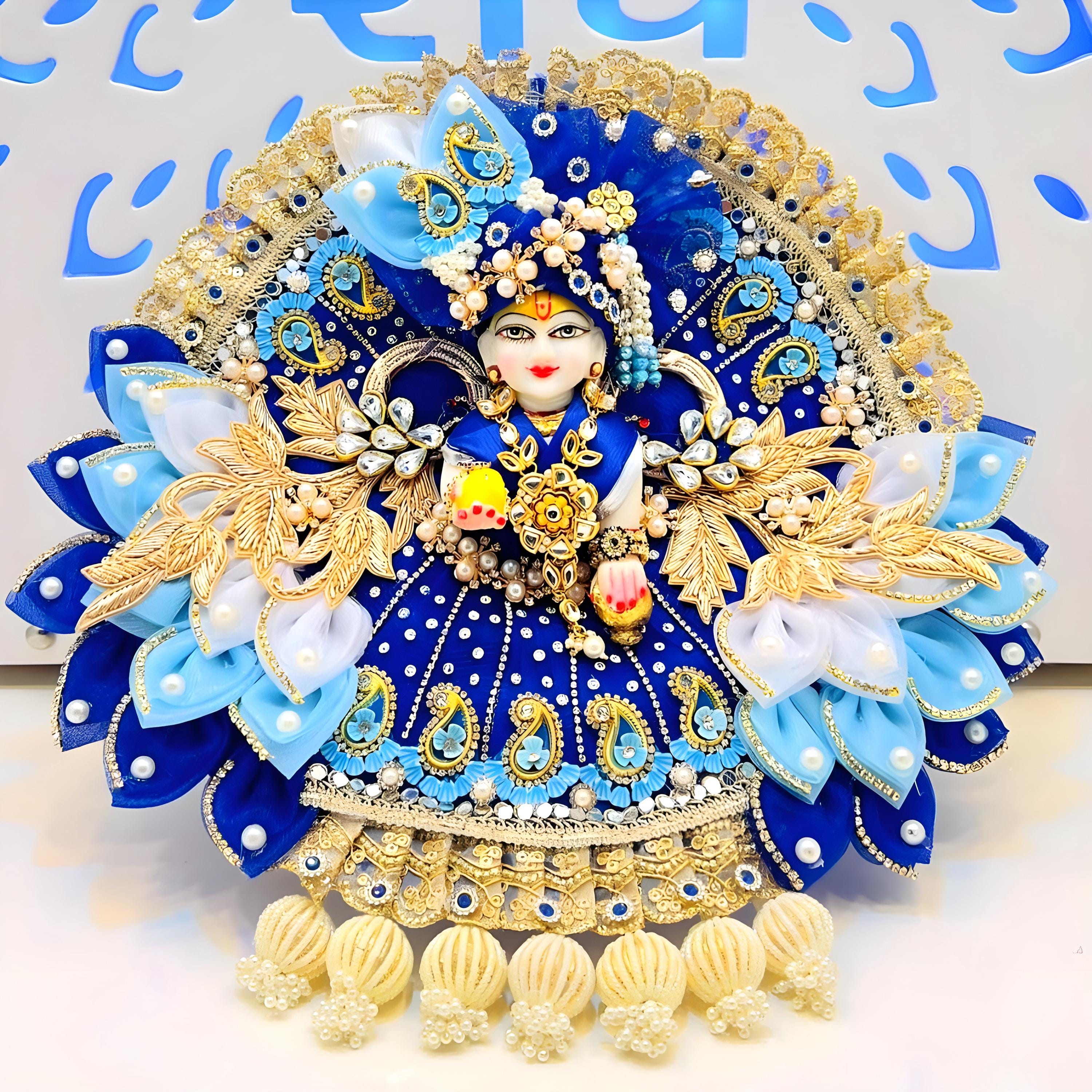 Royal Blue Laddu Gopal Poshak With Mukut, Krishna Outfit, Thakur Ji ...