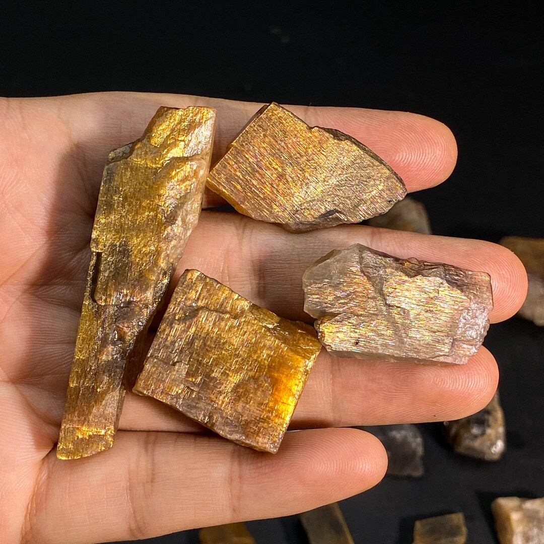 Rainbow Lattice Sunstone Raw Stone , Strong Flashy Raw Sunstone Pieces ...