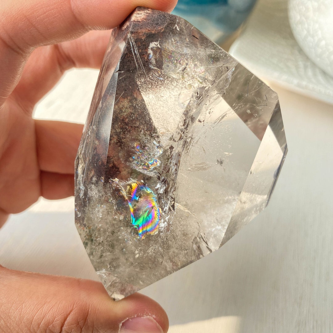 Pastel Colored Garden Quartz Freeform With Stand , Scenic Quartz ...