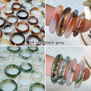 Different Types of Agate Ring, Moss Agate Band Ring, Water Plant ...