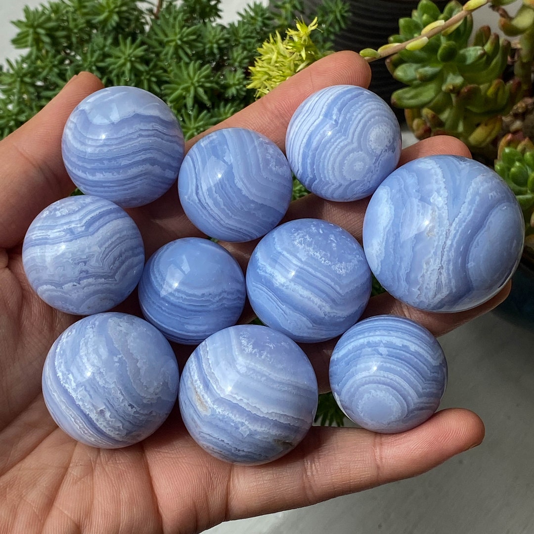 Natural Blue Lace Agate Sphere Orb , Crystal Collection , Stunning ...