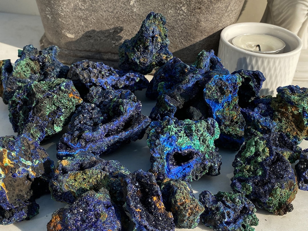 Azurite Crystal Cluster , Natural Azurite Specimen , Home Decoration ...