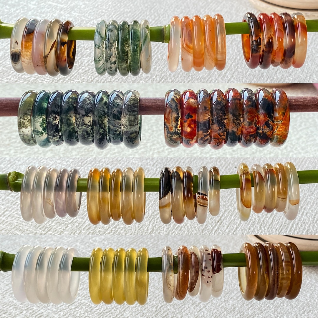 Different Types of Agate Ring, Moss Agate Band Ring, Water Plant ...