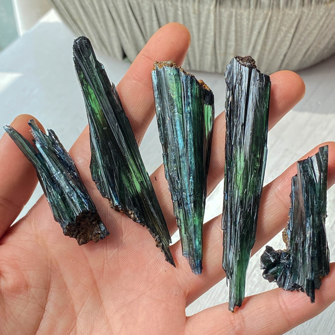 Rare Natural Vivianite Specimen Small Shards Large Blade, Green Mineral ...