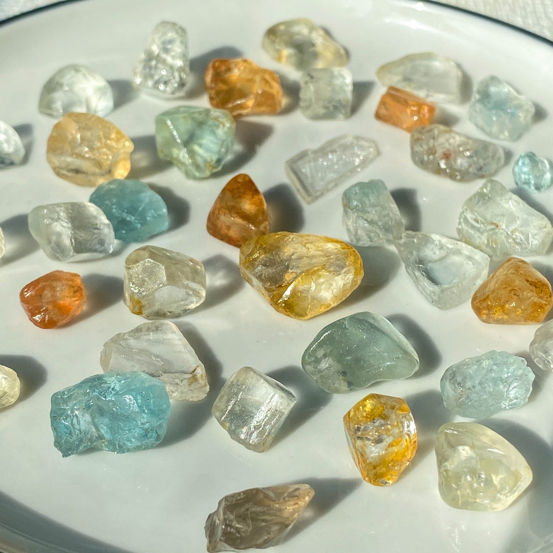 Raw Topaz Specimen- Crown Chakra, Yellow & Sky Blue Topaz, Rough ...